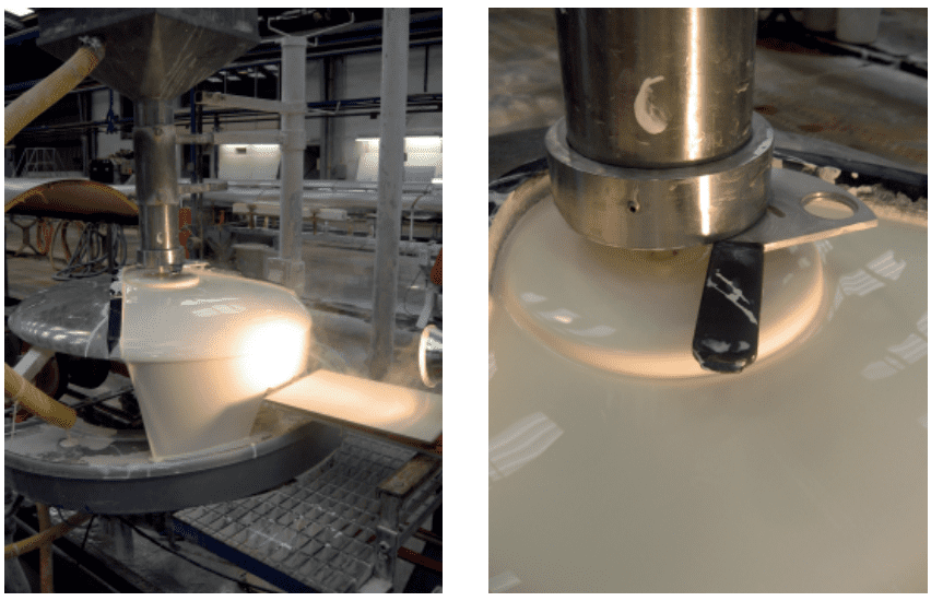 Glaze slurry viscosity monitoring and control for preventing defects in ...